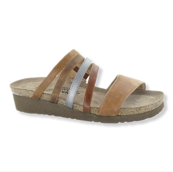 Naot | Shoes | Naot Peyton Brown Leather Strappy Comfort Slide Sandals ...